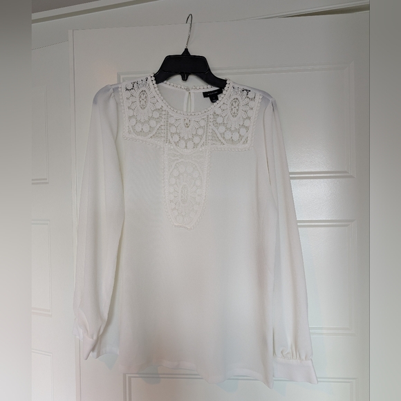 Halogen | Tops | Halogen White Lace Detail Blouse | Poshmark